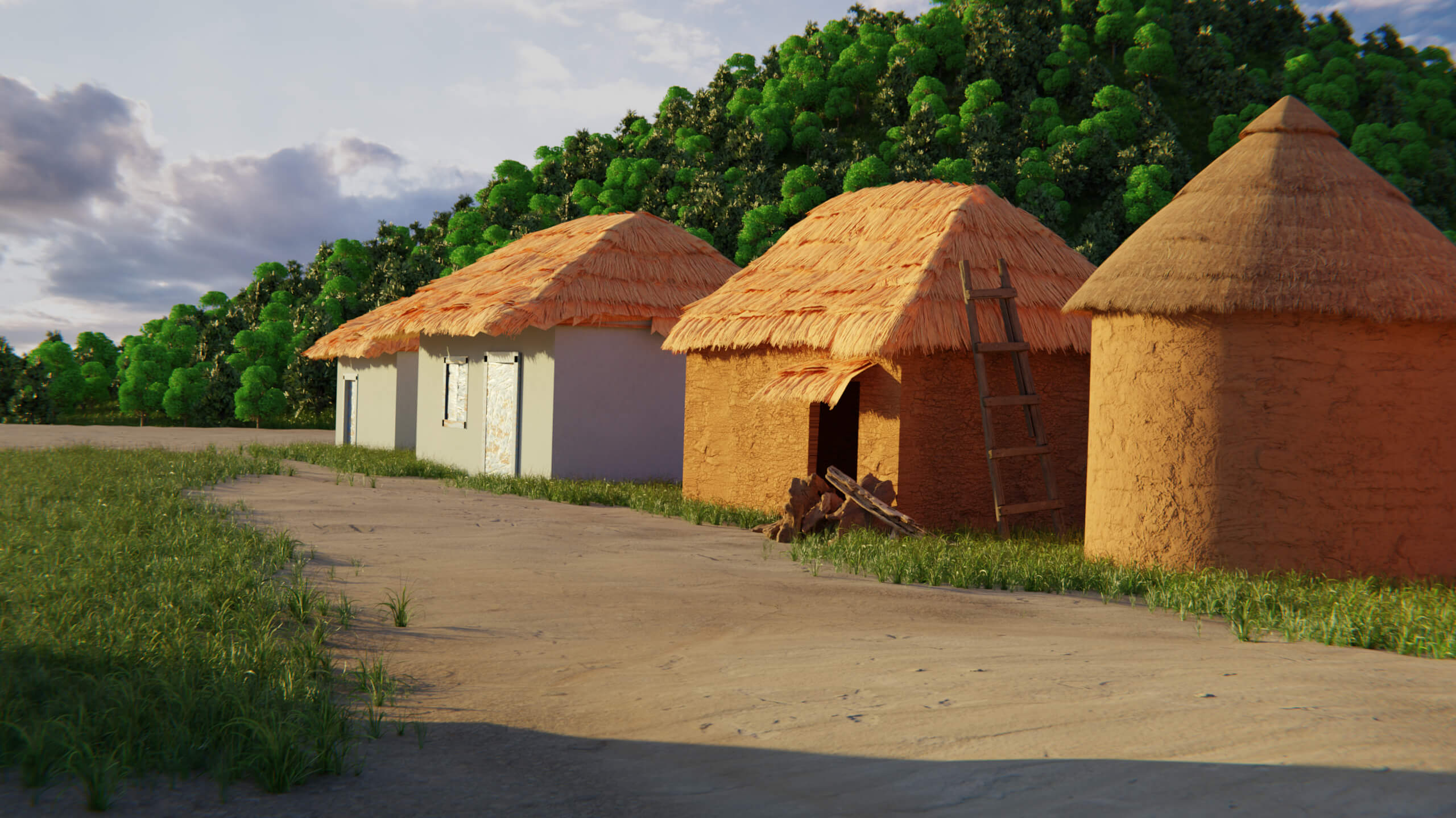 Exterior Landscape Village Scene - 3D Model by yuvibanna