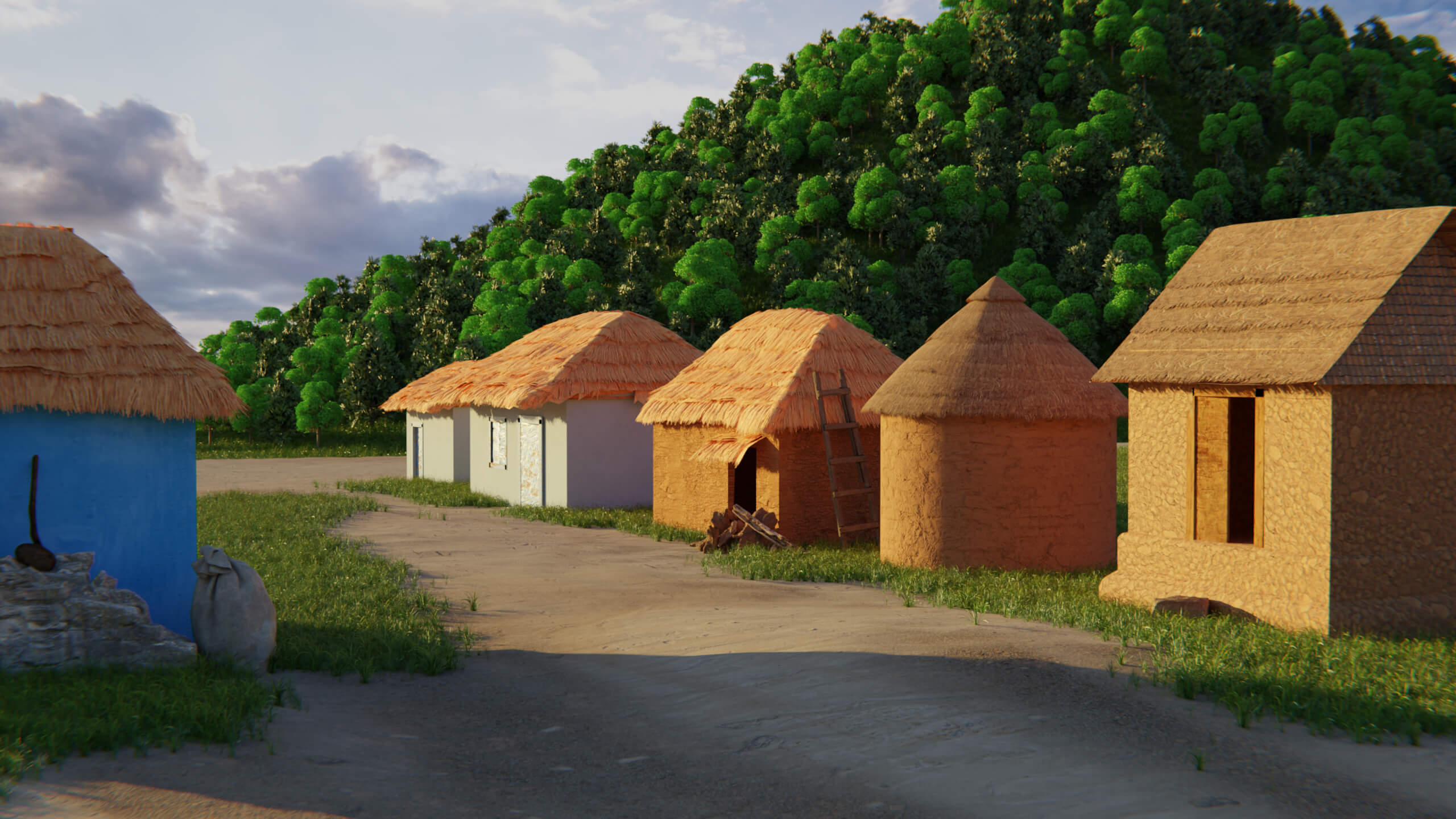 Exterior Landscape Village Scene - 3D Model by yuvibanna