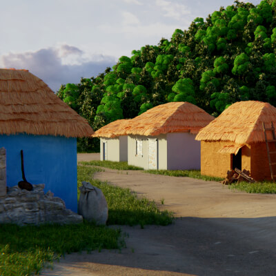 Exterior Landscape Village Scene - 3D Model by yuvibanna