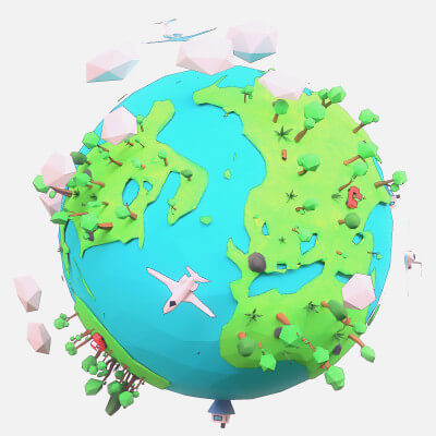 Cartoon Earth Toon - 3D Model by zames1992d