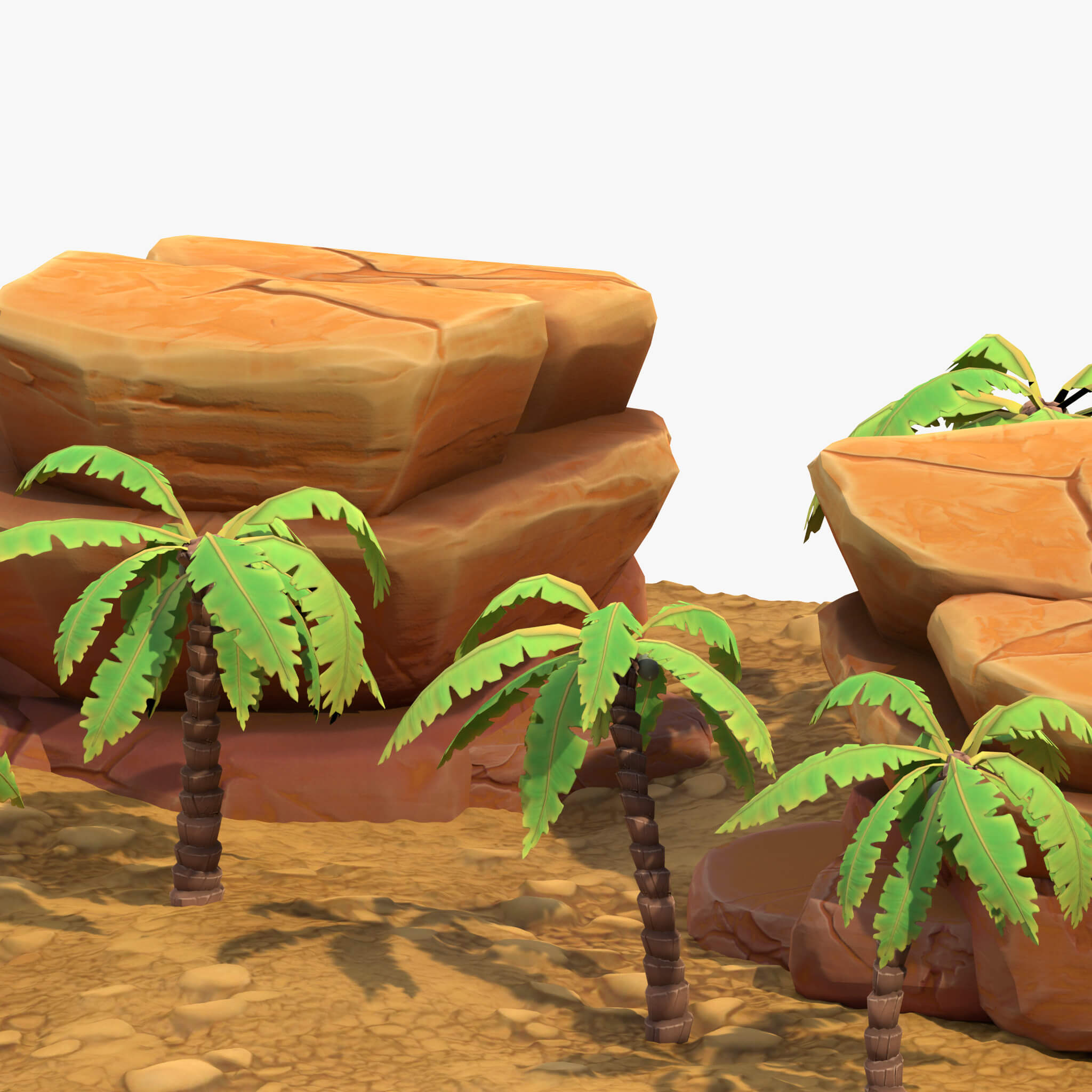 Cartoon Palm Tree Scene - 3D Model by zames1992d