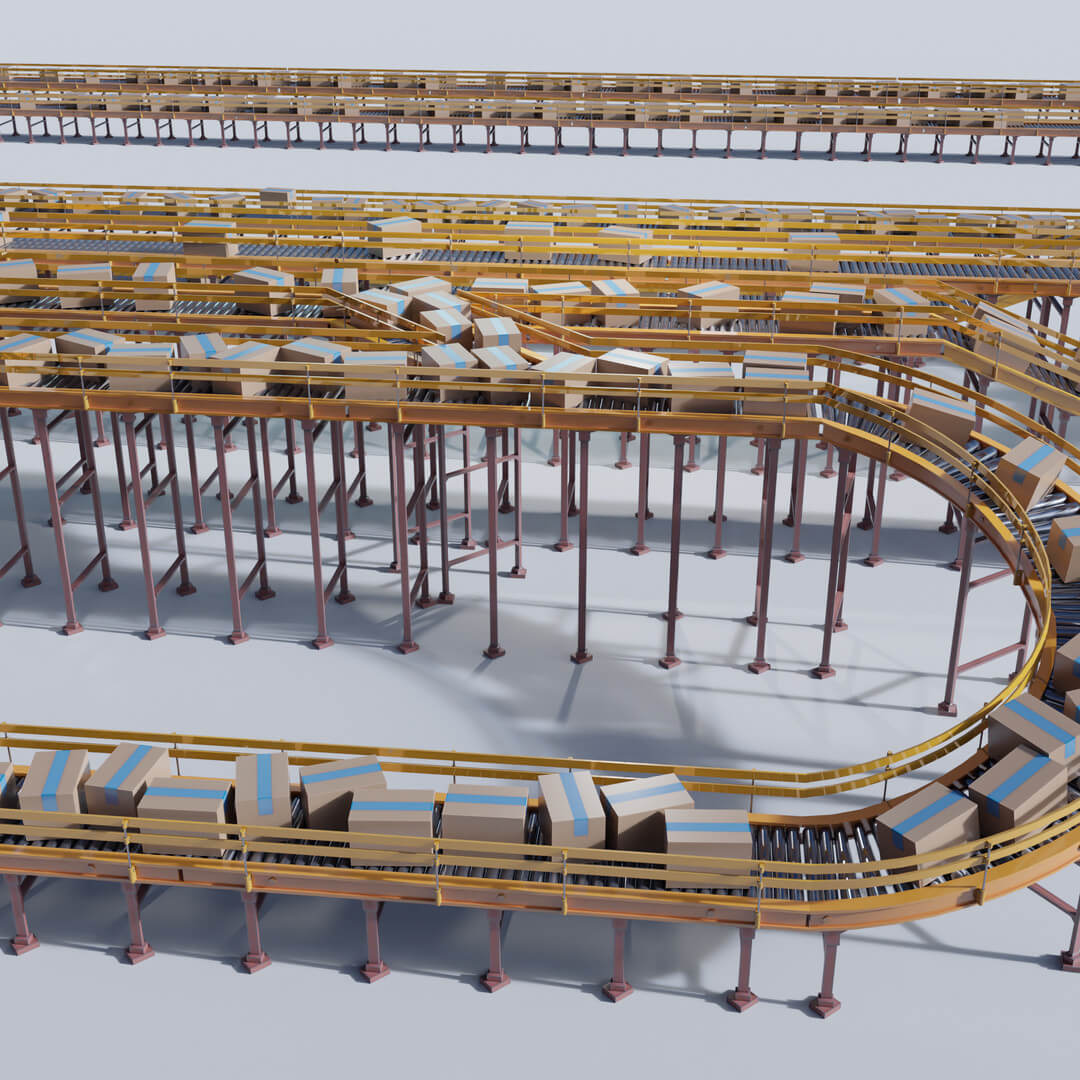 Conveyor Belt Scene and Constructor - 3D Model by zames1992d