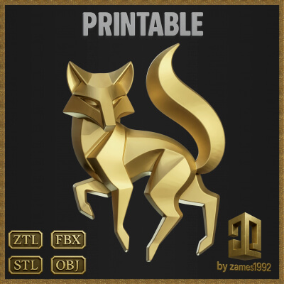 Geometric Fox - 3D Model by zames1992d