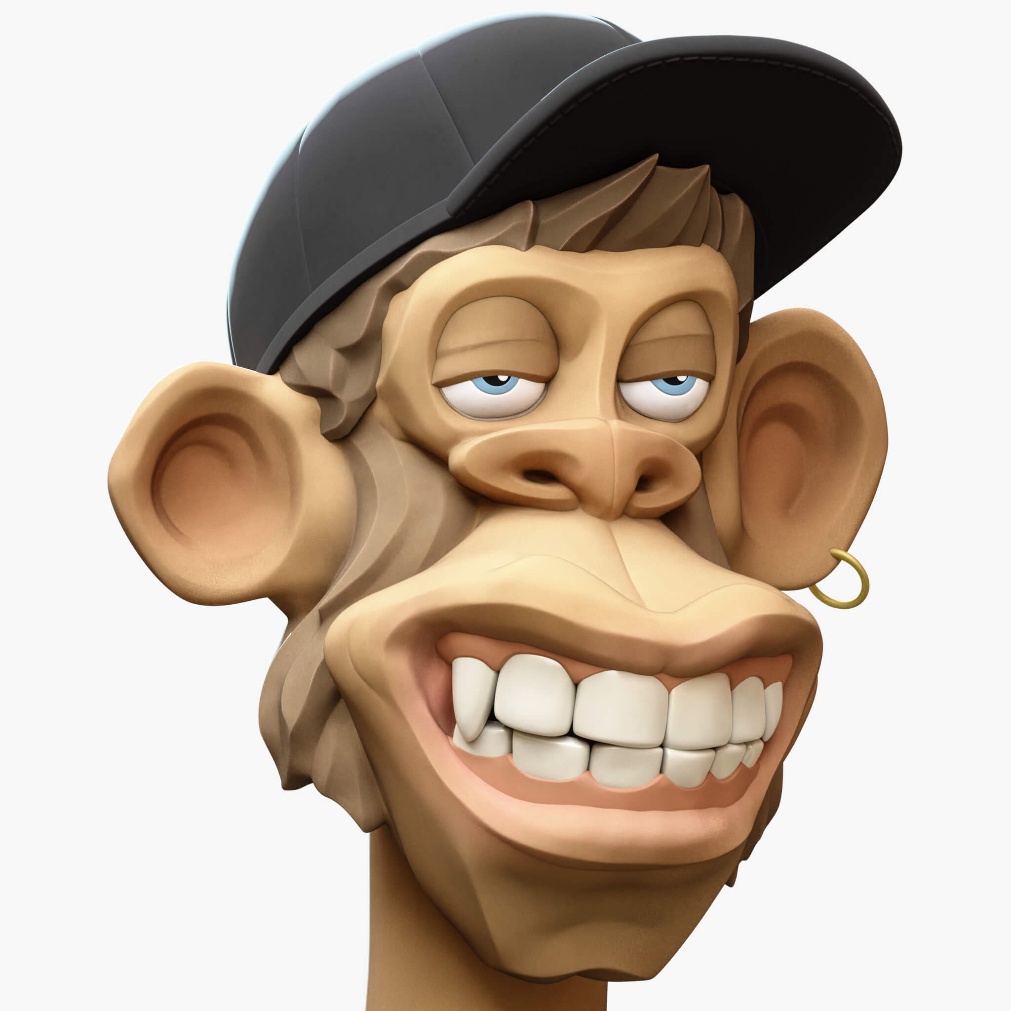 Stylized Monkey Bust Dude Sculpture - 3D Model by zames1992d