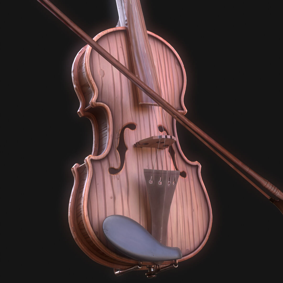 Stylized Wood Violin - 3D Model by zames1992d