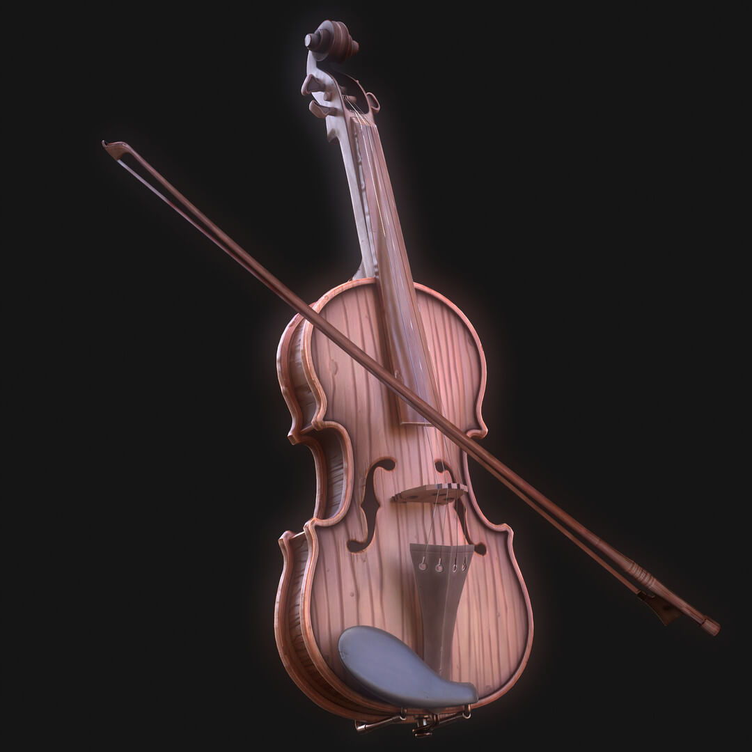 Stylized Wood Violin - 3D Model by zames1992d