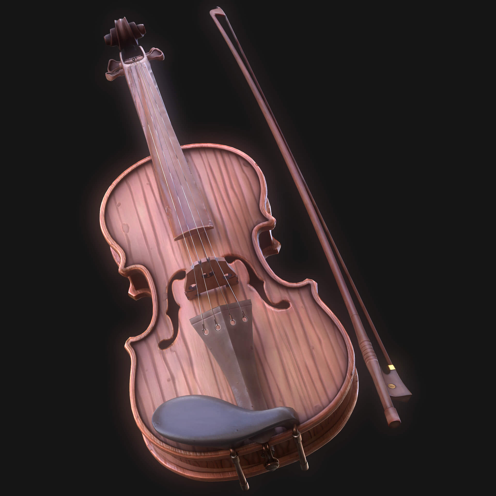 Stylized Wood Violin - 3D Model by zames1992d