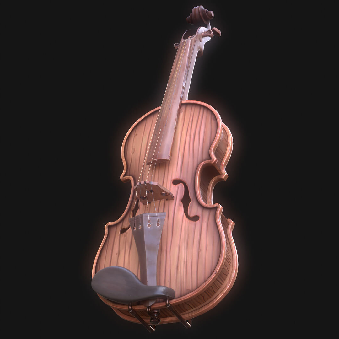 Stylized Wood Violin - 3D Model by zames1992d