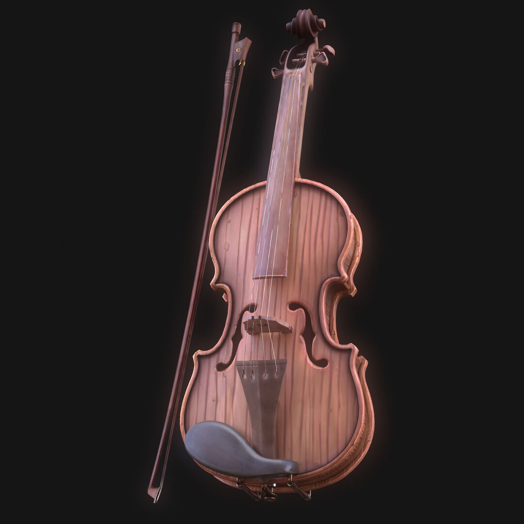Stylized Wood Violin - 3D Model by zames1992d