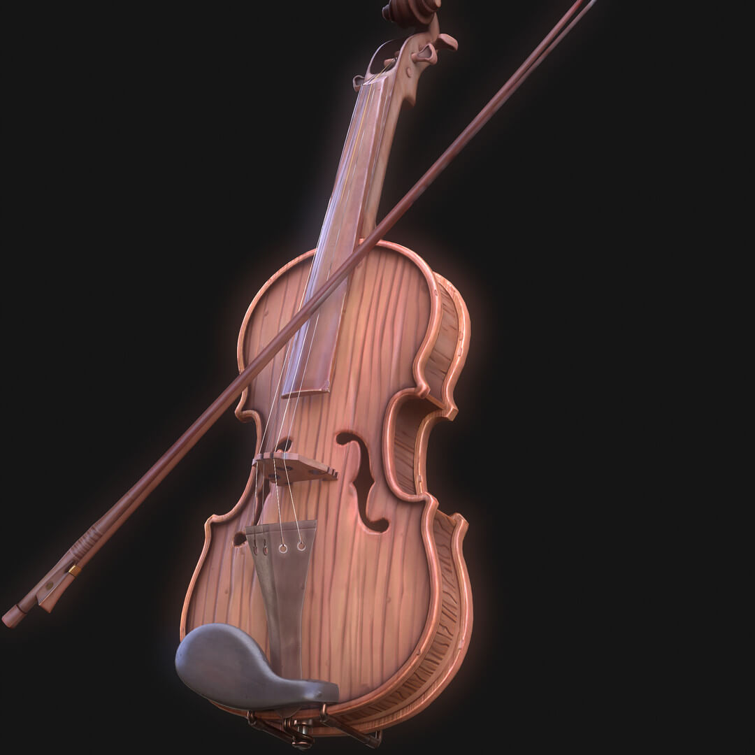 Stylized Wood Violin - 3D Model by zames1992d