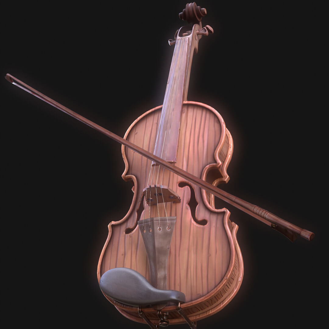 Stylized Wood Violin - 3D Model by zames1992d