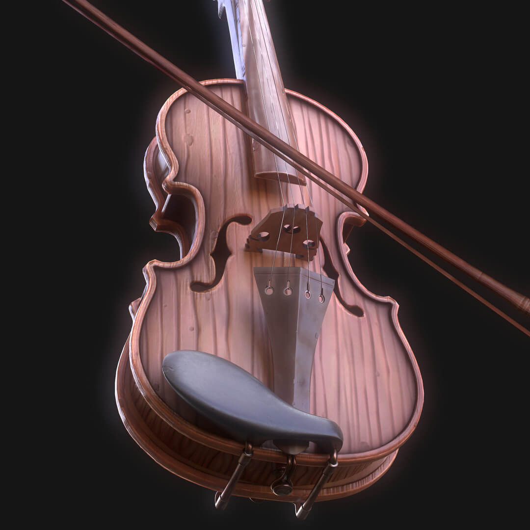 Stylized Wood Violin - 3D Model by zames1992d