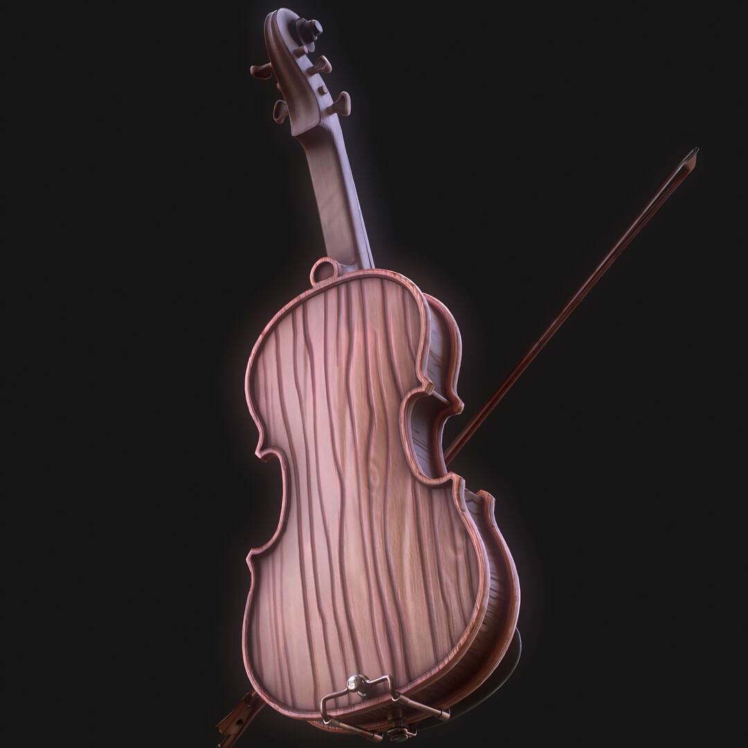 Stylized Wood Violin - 3D Model by zames1992d