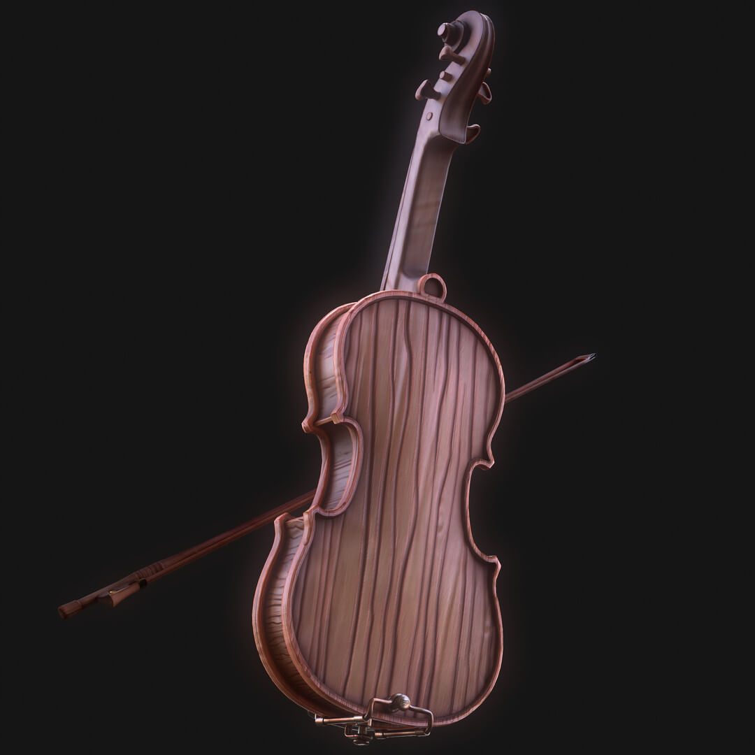 Stylized Wood Violin - 3D Model by zames1992d
