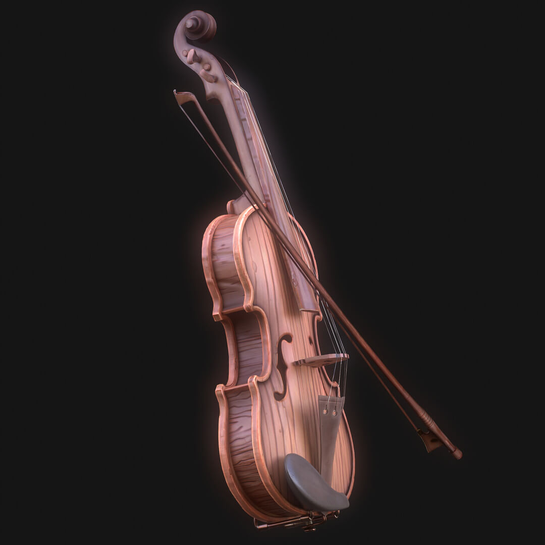 Stylized Wood Violin - 3D Model by zames1992d