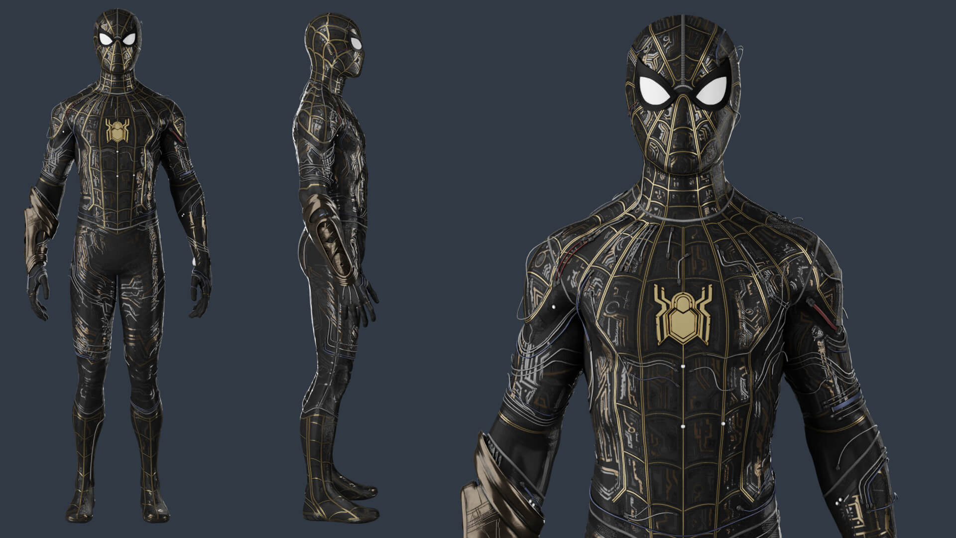 Spiderman Black and Gold Suit - 3D Model by zampvers