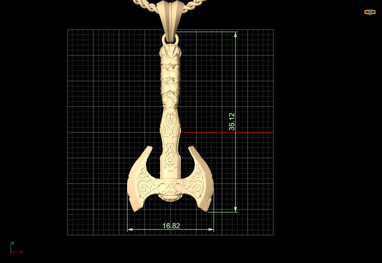 Battle Ax Pendant - 3D Model by ZaraHM