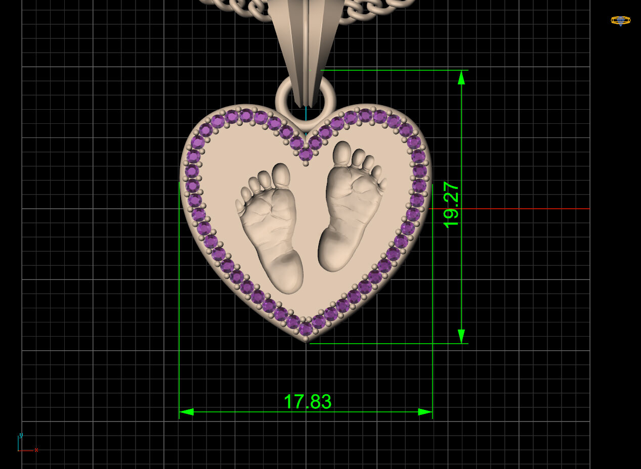Baby Footprint Pendant - 3D Model by ZaraHM