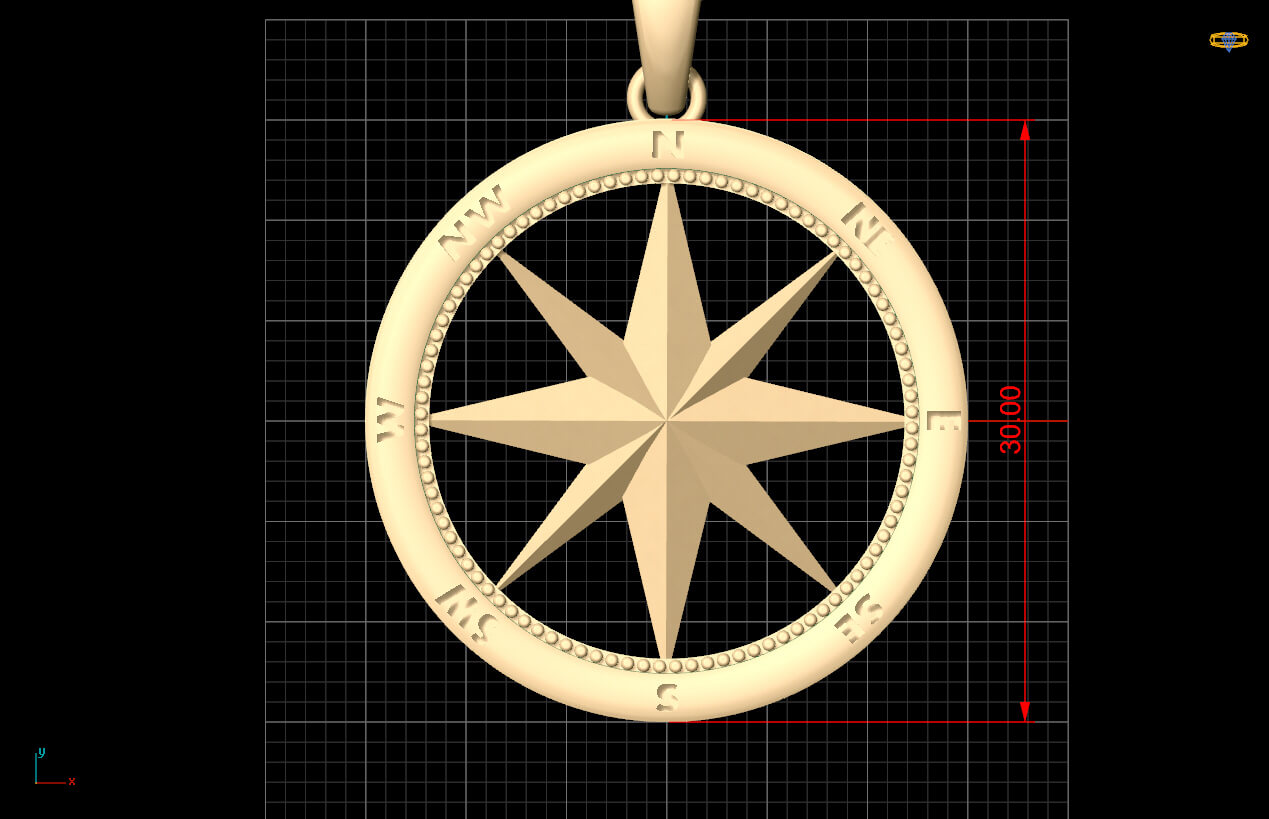 Compass Pendant - 3D Model by ZaraHM