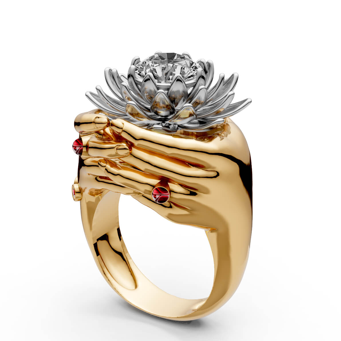 Flower Hands Ring - 3D Model by ZaraHM