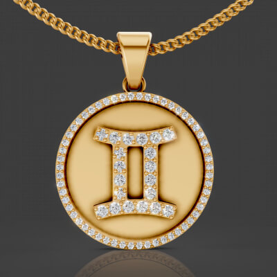 Gemini Twins Zodiac Pendant - 3D Model by ZaraHM