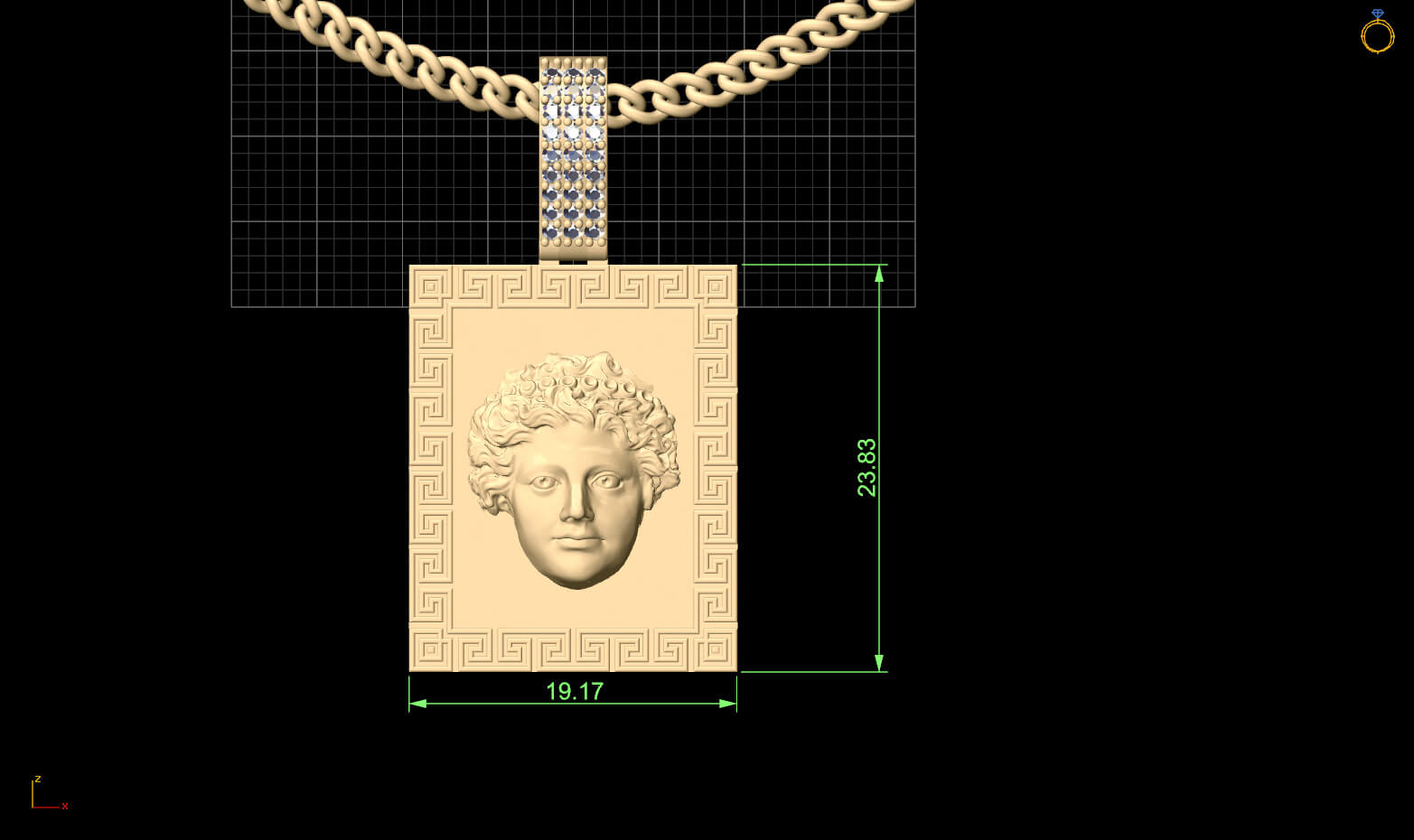 Greek Face Pendant - 3D Model by ZaraHM