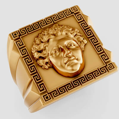 Greek Face Ring - 3D Model by ZaraHM