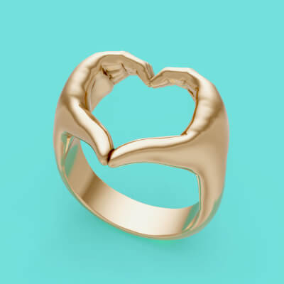 Heart Shape Hand Ring - 3D Model by ZaraHM