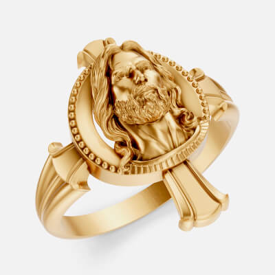 Jesus Christ Cross Ring - 3D Model by ZaraHM
