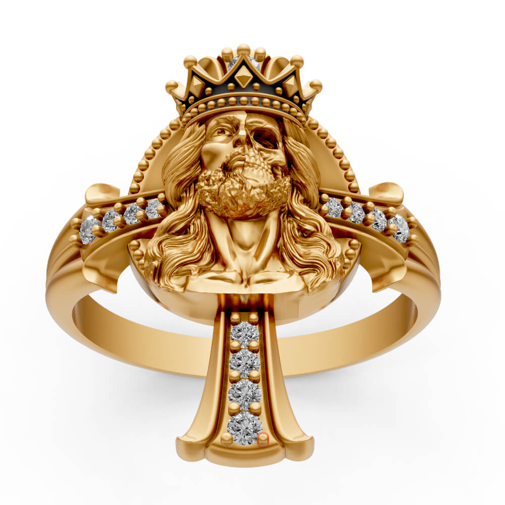 Jesus Christ Cross Skull Ring - 3D Model by ZaraHM