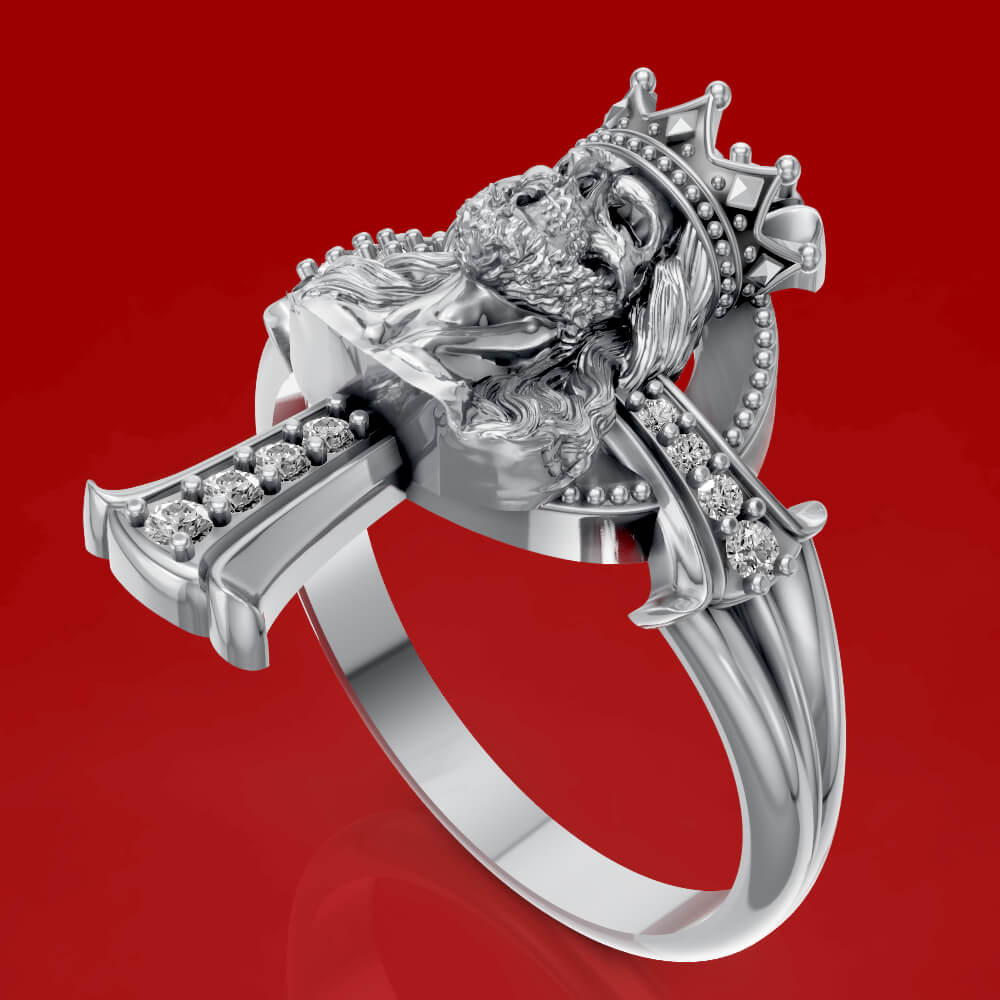 Jesus Christ Cross Skull Ring - 3D Model by ZaraHM