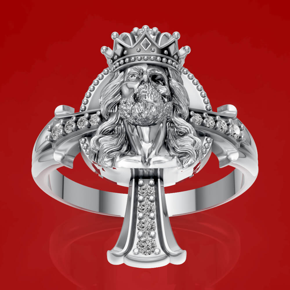 Jesus Christ Cross Skull Ring - 3D Model by ZaraHM