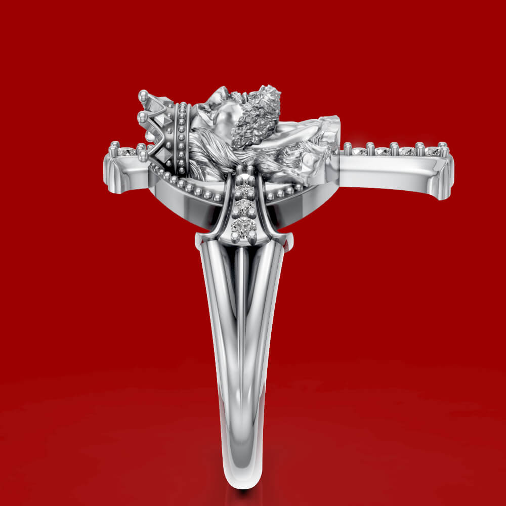 Jesus Christ Cross Skull Ring - 3D Model by ZaraHM