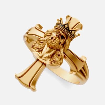 Jesus Christ Cross Skull Ring - 3D Model by ZaraHM