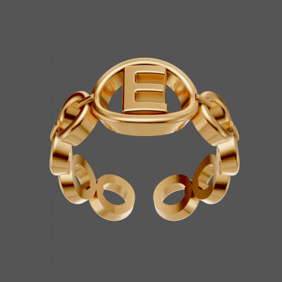 Letter E Ring - 3D Model by ZaraHM