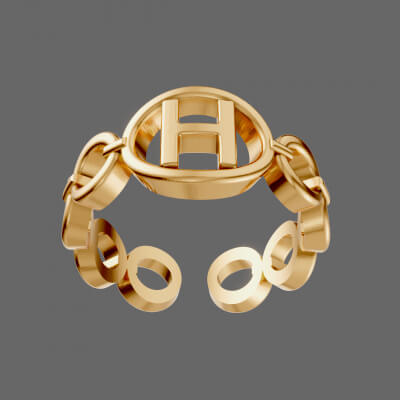 Letter H Ring - 3D Model by ZaraHM