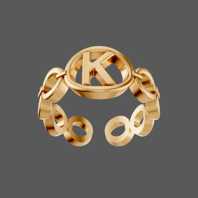 Letter K Ring - 3D Model by ZaraHM