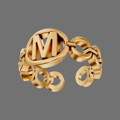 Letter M Ring - 3D Model by ZaraHM