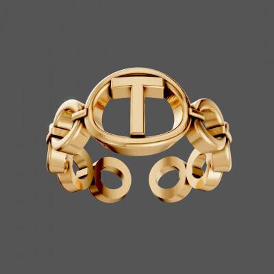Letter T Ring - 3D Model by ZaraHM