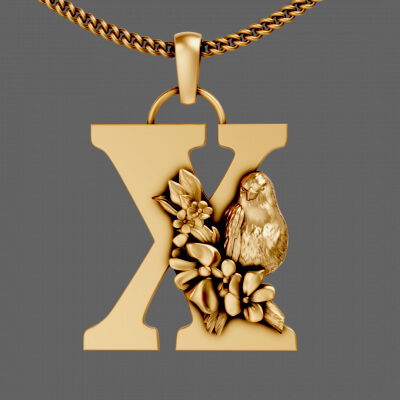 Letter X Pendant - 3D Model by ZaraHM