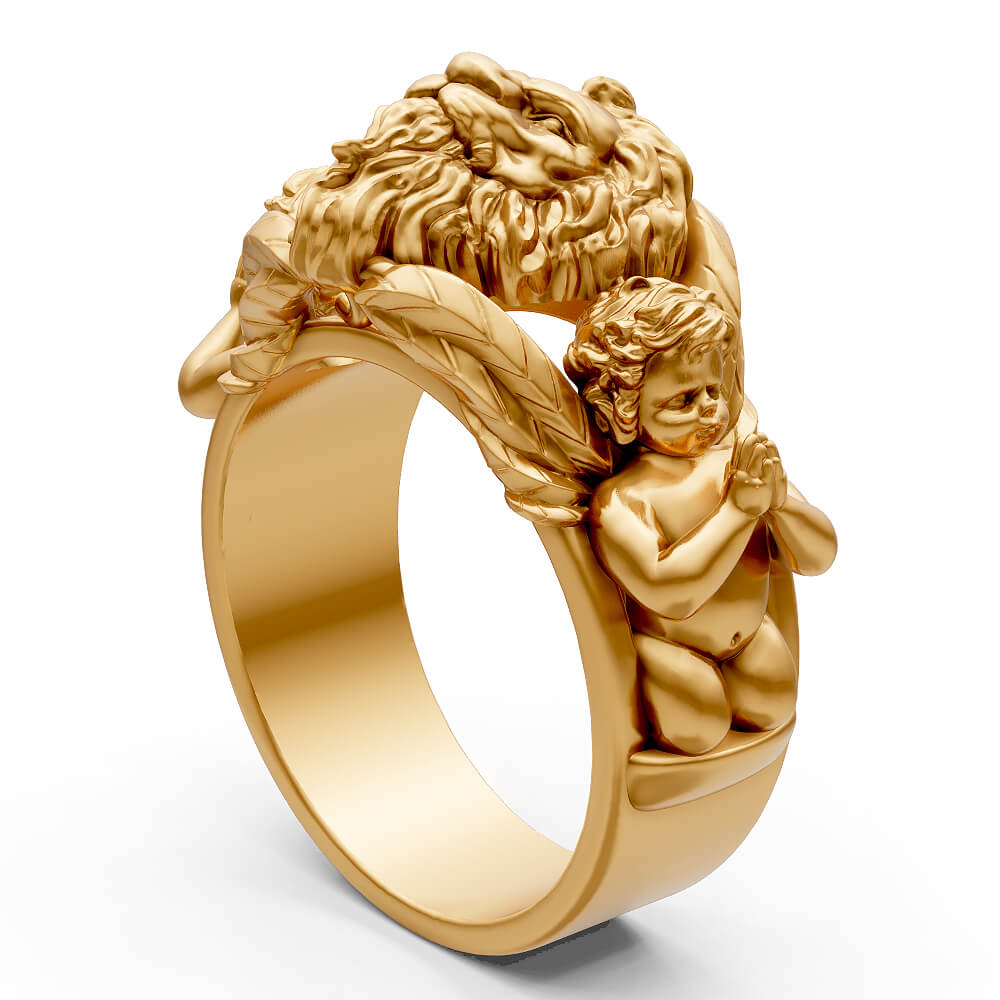 Lion Praying Baby Angel Ring - 3D Model by ZaraHM