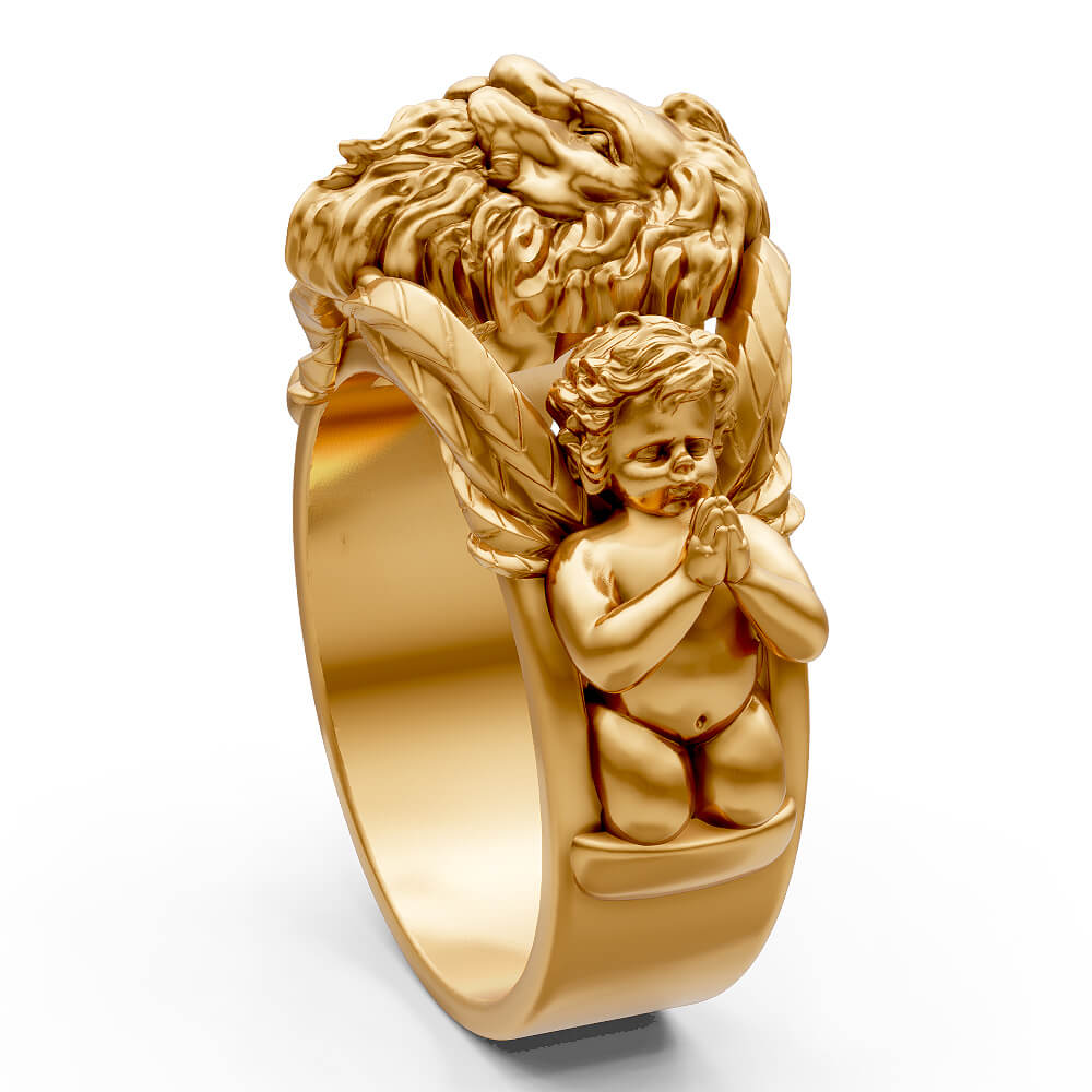 Lion Praying Baby Angel Ring - 3D Model by ZaraHM