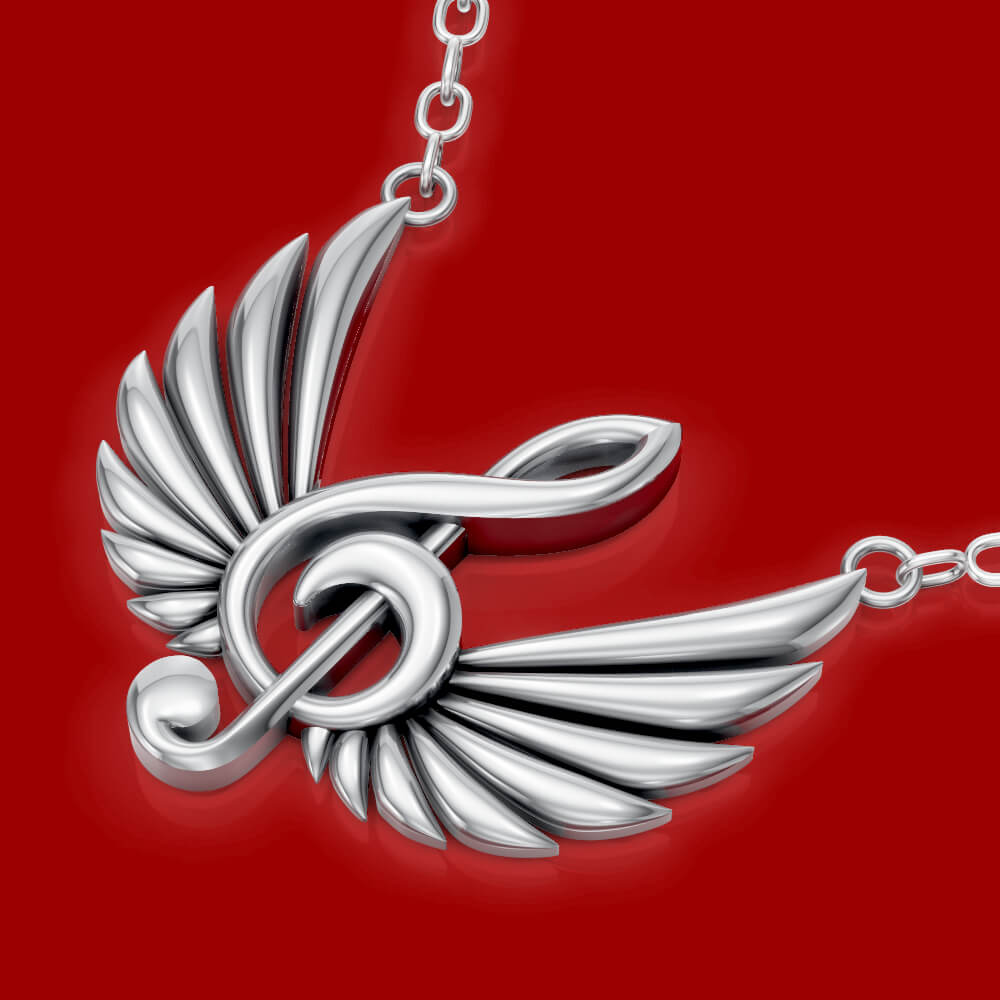 Music Notation Wings Pendant - 3D Model by ZaraHM