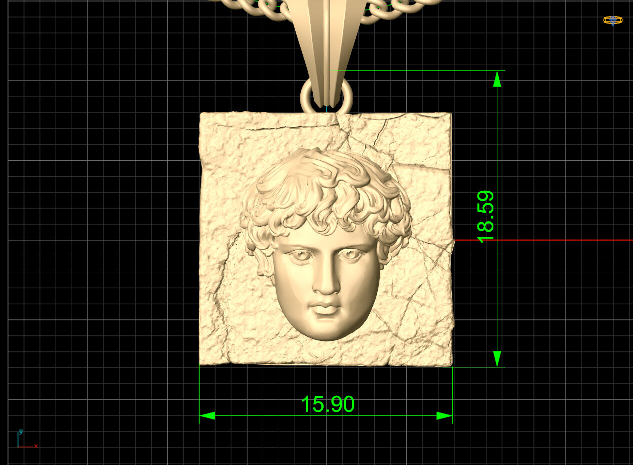 Renaissance Sculpture Greek Face Pendant - 3D Model by ZaraHM