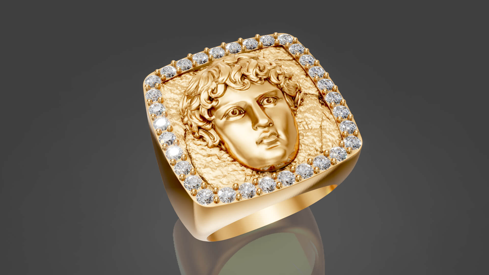 Renaissance Sculpture Greek Face Ring - 3D Model by ZaraHM