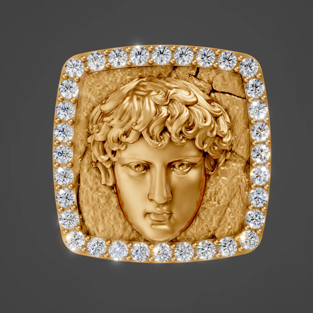 Renaissance Sculpture Greek Face Ring - 3D Model by ZaraHM