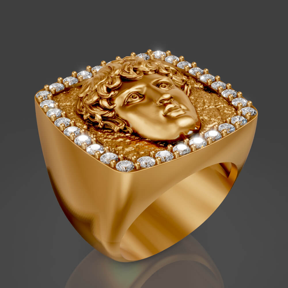 Renaissance Sculpture Greek Face Ring - 3D Model by ZaraHM