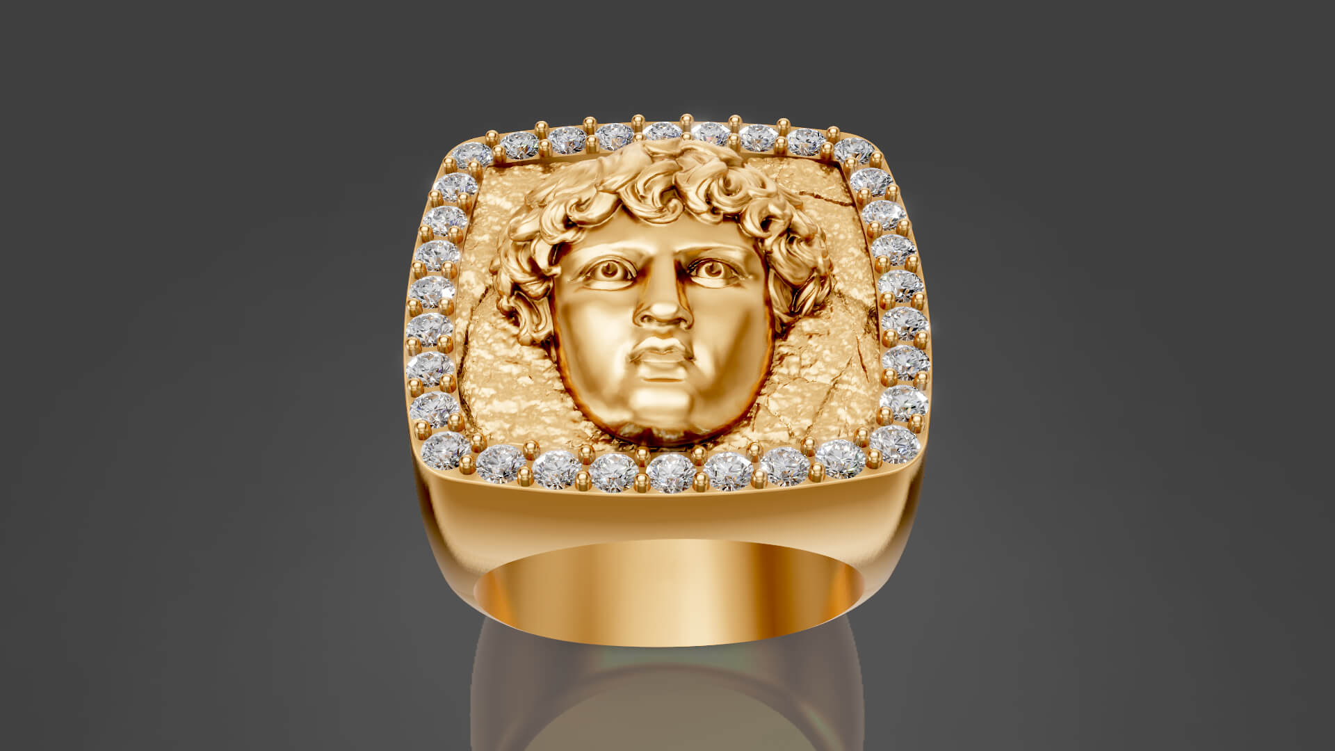 Renaissance Sculpture Greek Face Ring - 3D Model by ZaraHM