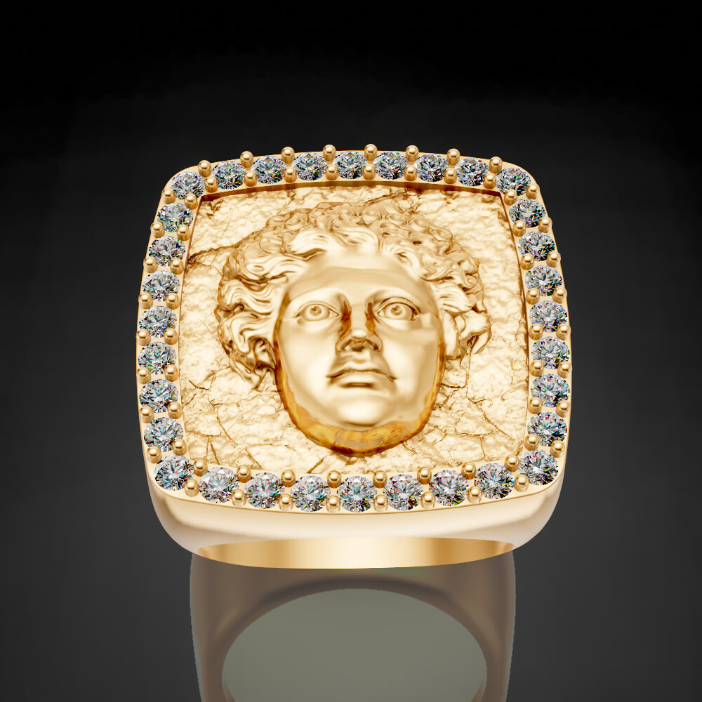 Renaissance Sculpture Greek Face Ring - 3D Model by ZaraHM