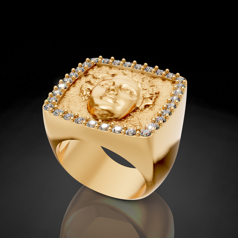 Renaissance Sculpture Greek Face Ring - 3D Model by ZaraHM